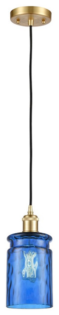 Innovations 352-BL-LED Candor Mini Pendant, Gold/Blue, 516-1P-SG-G352 ...