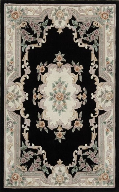 Rugs America New Aubusson 2'x4' Rug, Black - Victorian - Area Rugs - by ...