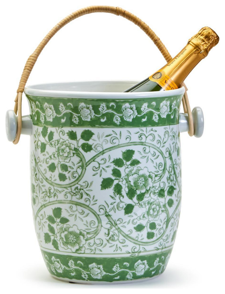 Two's Company 53841 Countryside Cooler Bucket with Woven Cane Handles ...
