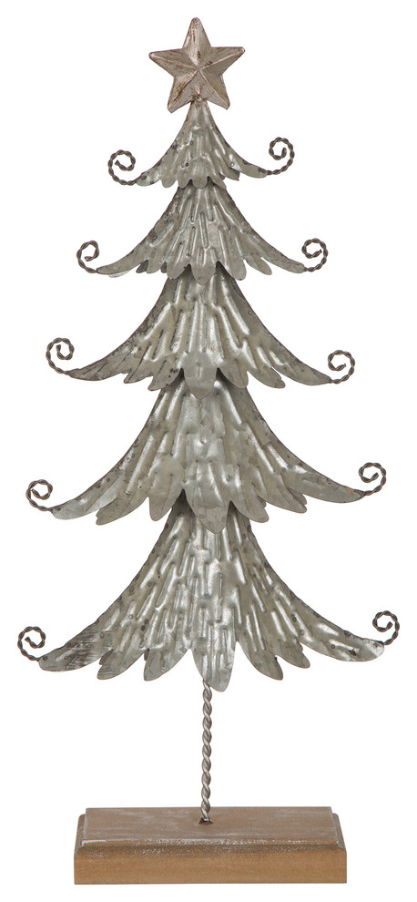 20"H Galvanized Metal Table Tree - Farmhouse - Holiday Accents And ...