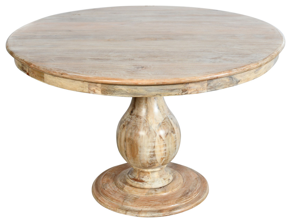 Bayside Jensen 48" Round Solid Wood Dining Table, Natural Finish ...
