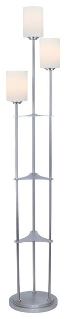 Lite Source Bess 3-Light Floor Lamp, Brushed Nickel, Frost Glass - Transitional - Floor Lamps ...