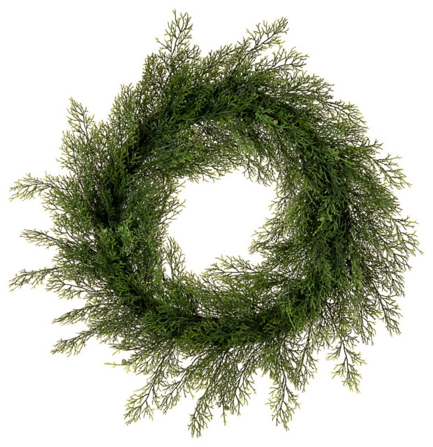 24" Cedar Wreath - Contemporary - Wreaths And Garlands - by VirVentures ...