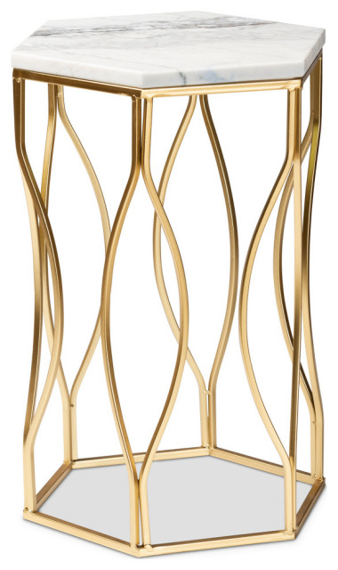 Octavio Contemporary End Table, Gold - Contemporary - Side Tables And ...
