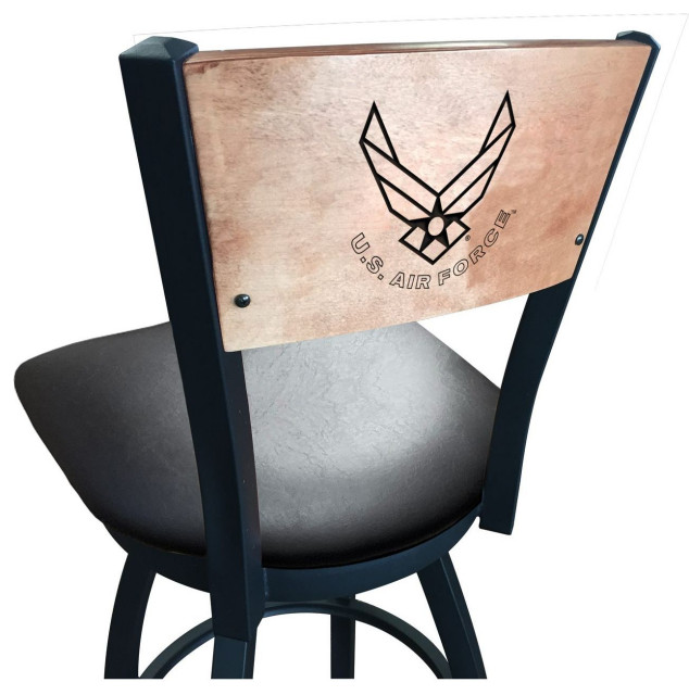 Holland L038 Engraved US Air Force 36" Swivel Bar Stool - Black/Vinyl ...