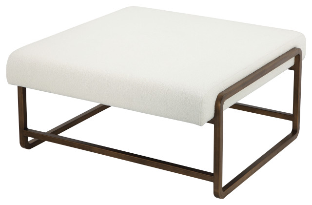 Cole Coffee Table, Brass With Ivory Boucle - Transitional - Coffee ...