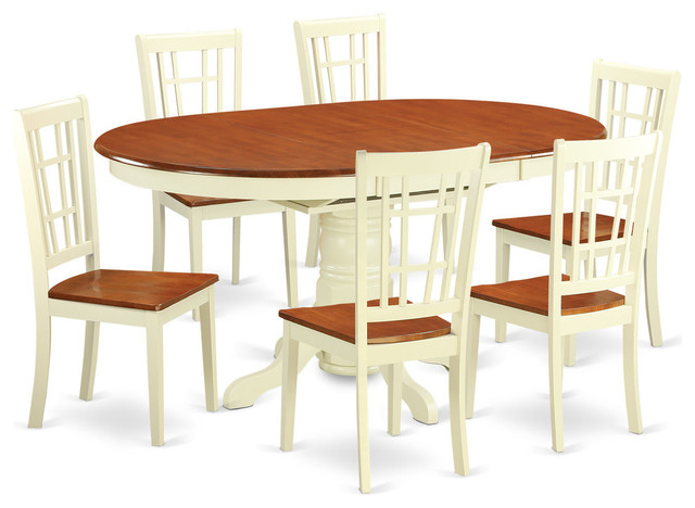 Reese Oval Dining Table Set, Buttermilk and Cherry, 7 Pieces ...