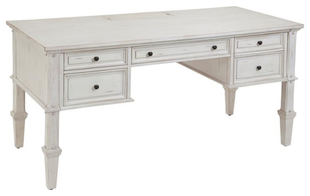 American Woodcrafters Sedona Antique White 60-inch Wood Storage Desk ...