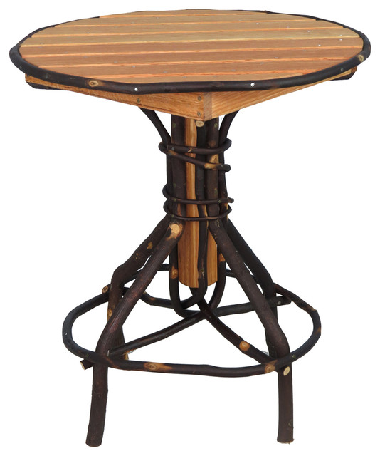 Bentwood Round Pedestal End Table, Hickory and Oak - Rustic - Side ...