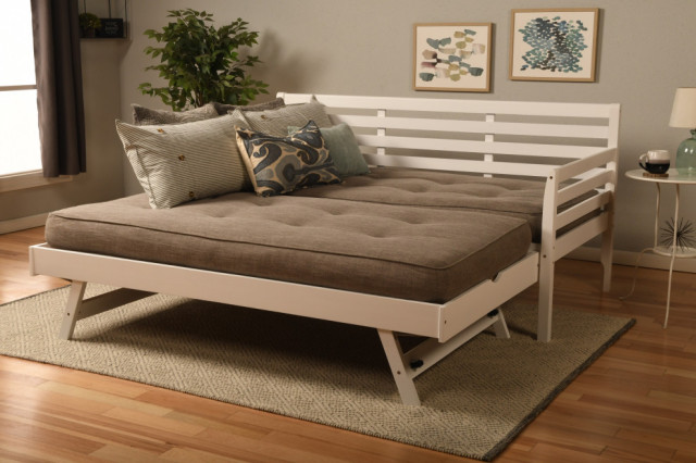 Boho Daybed With Pop Up and Linen Stone Mattresses - Transitional ...