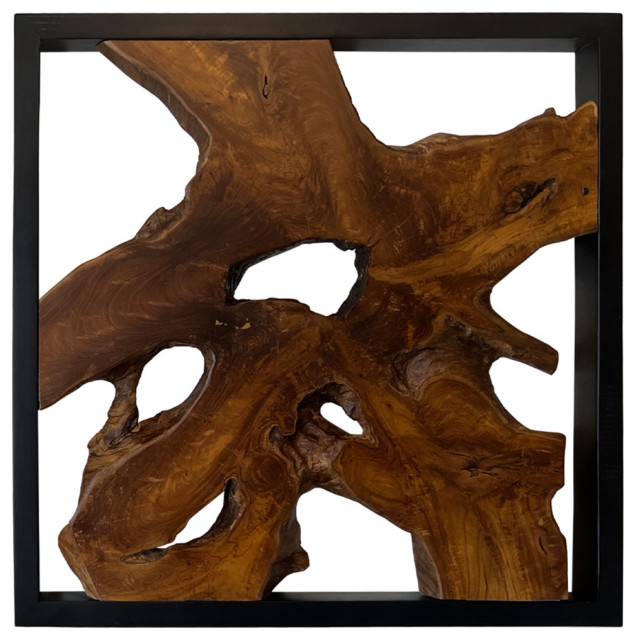Teak Wood Rustic Square Wall Art - Rustic - Wall Accents - by BNF Home ...