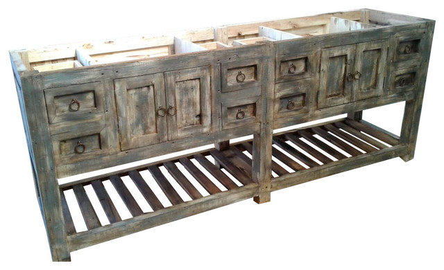 Belmont Rustic Bathroom Vanity Distressed Gray Ladder Shelf, 72"x22"x36 ...