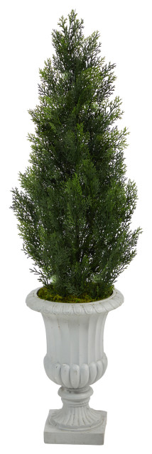 46" Mini Cedar Artificial Pine Tree, Decorative Urn UV Resistant ...
