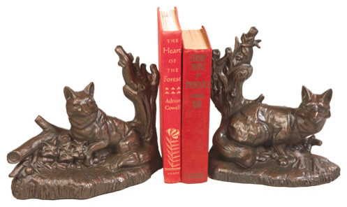 Fox Family Bookends - Rustic - Bookends - by EuroLuxHome | Houzz