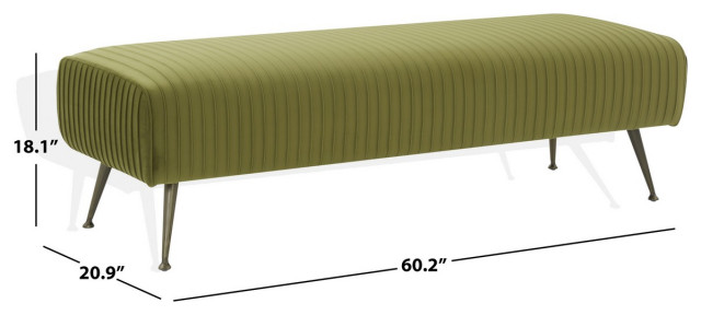 Safavieh Couture Salome Velvet Bench, #N/A - Midcentury - Upholstered ...
