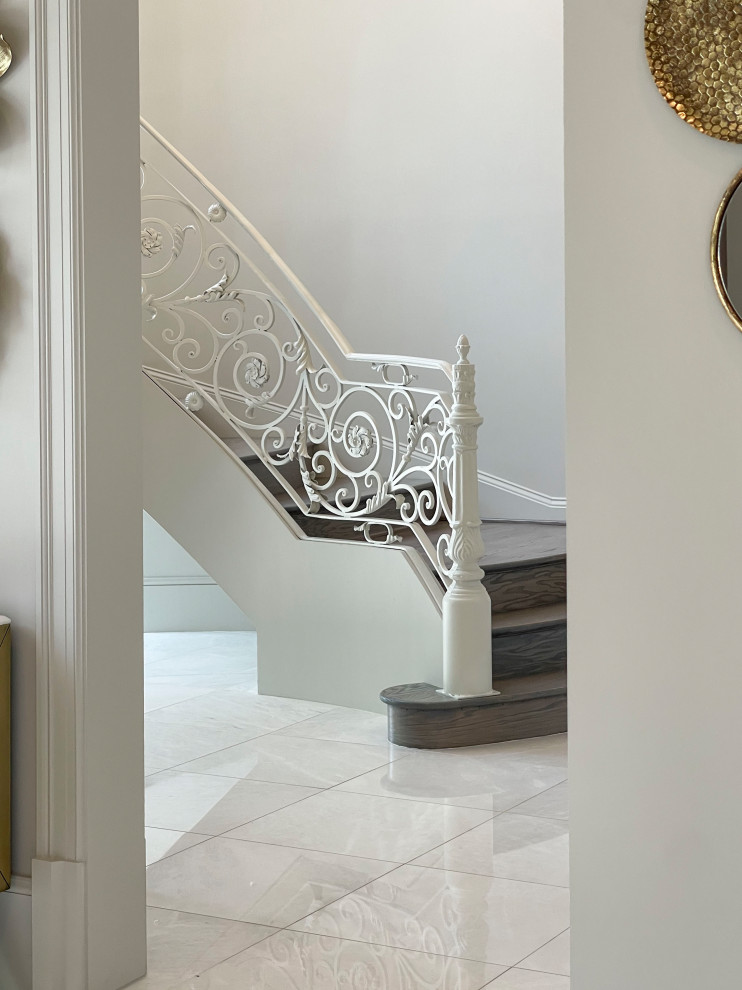 104_Curved Staircases in 18th Century French Inspired Mansion, Mclean ...