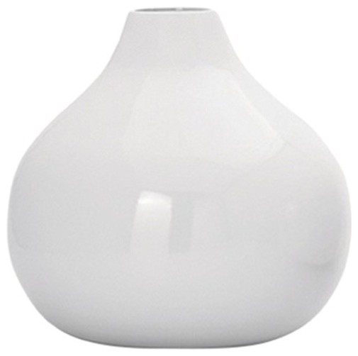 Torre and Tagus Lacquered Bamboo Gourd Vase Short, White - Contemporary ...