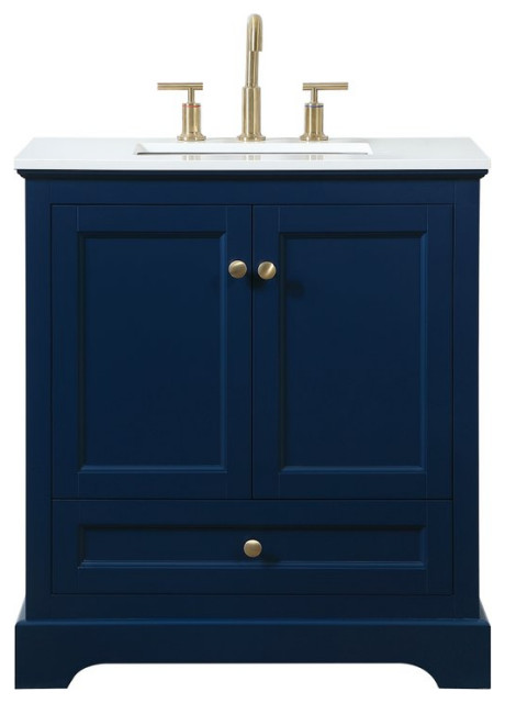 Elegant VF15530BL 30"Single Bathroom Vanity, Blue - Transitional ...