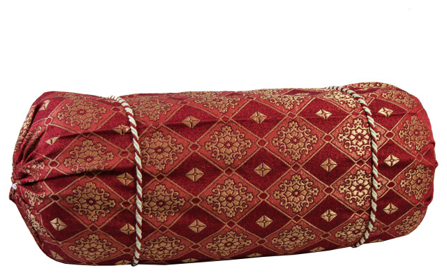 Natural Geo Ruby Red Gao Takiya Bolster Pillow, Set of 2, 28x11x11" LDH ...