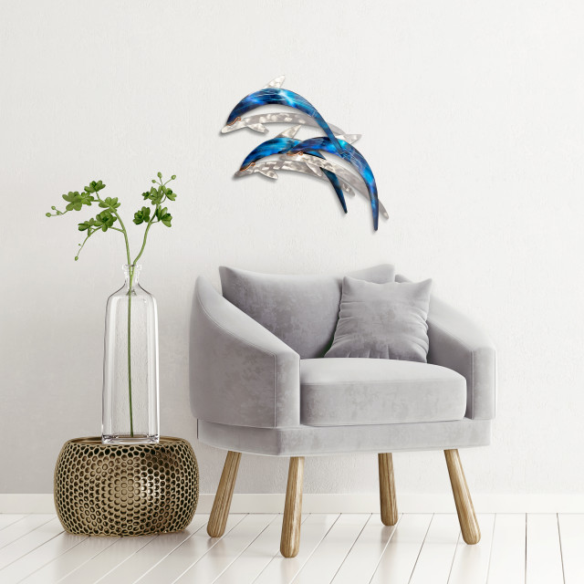 Coastal Home Decor 'Dolphins School 3' - Tropical Dolphin Art on ...