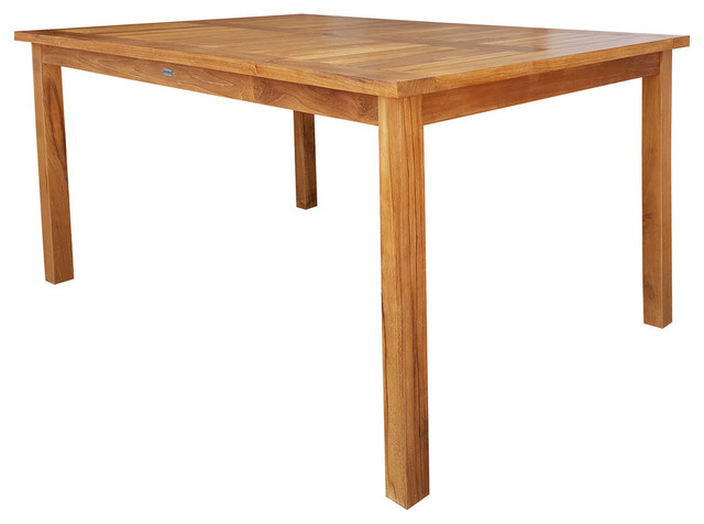 Teak Wood Bistro Rectangular Patio Bar Table, 63"x35" - Transitional ...