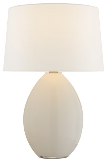 Myla Medium Wide Table Lamp With Linen Shade - Transitional - Table ...