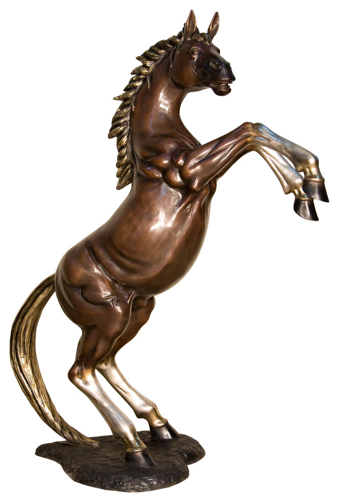 59" Rearing Stallion Sculpture - Contemporary - Garden Statues And Yard ...