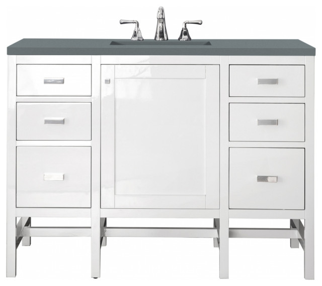 48" Transitional Glossy White Single Sink Bathroom Vanity, James Martin ...