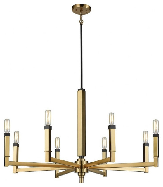 Transitional Art Deco Eight Light Chandelier in Oil Rubbed Bronze Satin ...