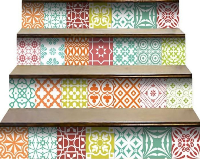 7" X 7" Muted Brights Mosaic Peel and Stick Removable Tiles ...