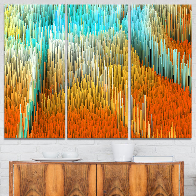 "Macro Render Structure Yellow Orange" Art Canvas Print, 3 Panels, 36 ...