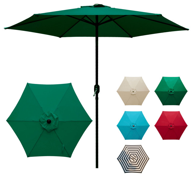 9' Outdoor Patio Umbrella With Push-Button Tilt Crank - Contemporary - Outdoor Umbrellas - by ...