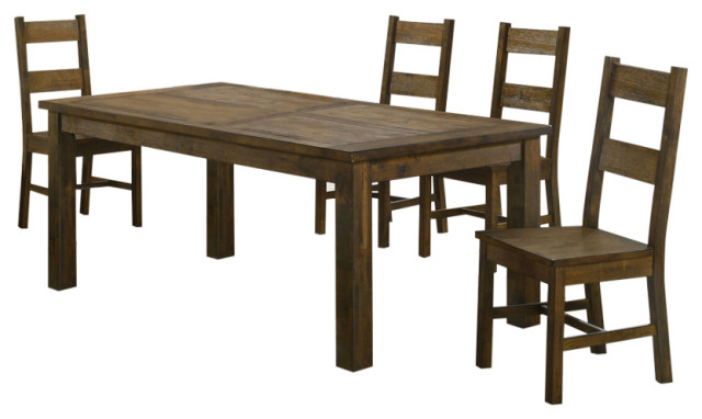Rewon 5-piece Rectangular Dining Set Rustic Golden Brown Dining Table ...