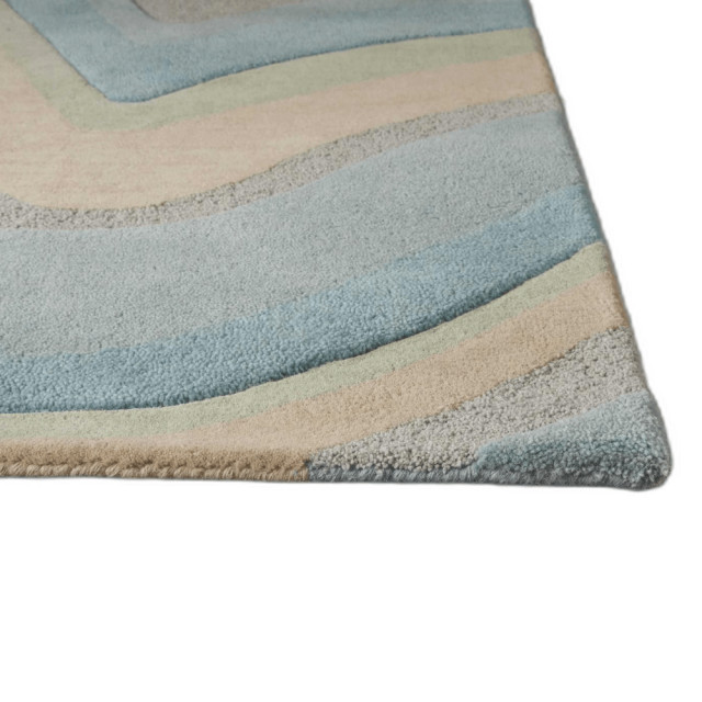 3'X5' Ocean Blue Beige Hand Tufted Abstract Waves Indoor Area Rug ...