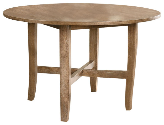 Benzara 47" BM227711 Farmhouse Style Round Wooden Dining Table, Rustic ...