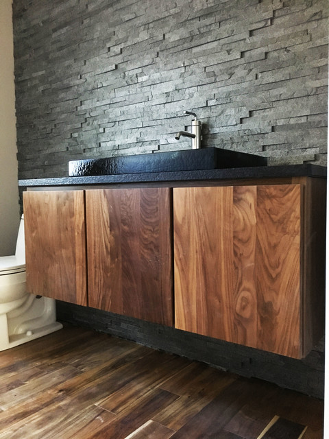 Floating Walnut Vanity - Modern - Powder Room - Milwaukee - by Arrow ...