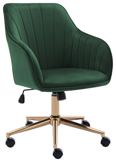 Sloped Arms Velvet Computer Desk Chair - Contemporary - Office Chairs ...
