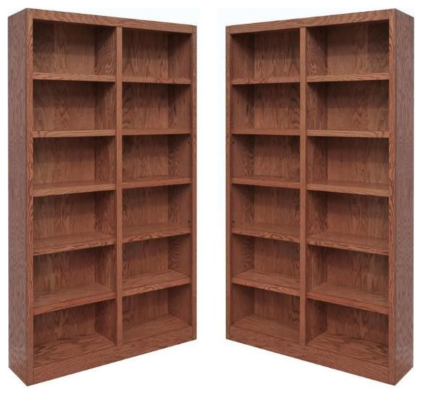 Home Square 2 Piece Tall 12-shelf Double Wide Wood Bookcase Set in Dry ...