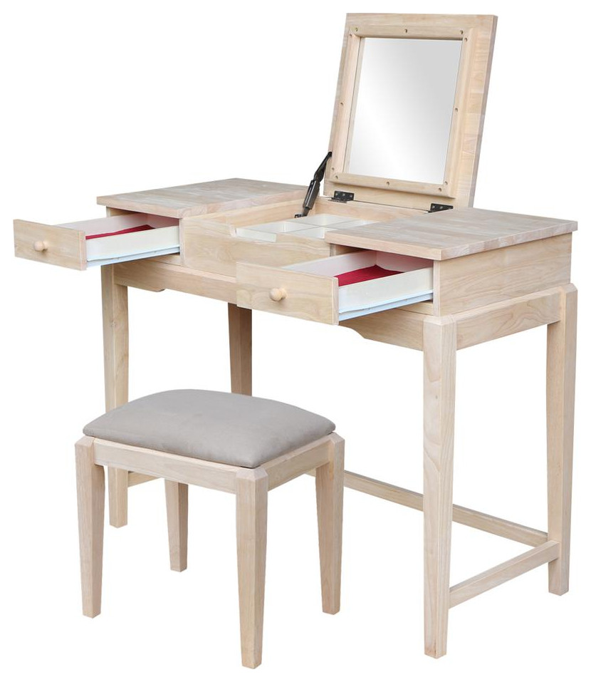 Vanity Table With Vanity Bench - Transitional - Bedroom & Makeup ...