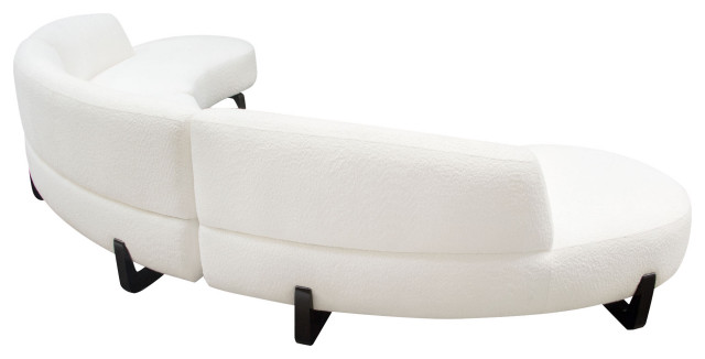 3 Piece Modular Curved Armless Sofa, 2 Chaises, Faux White Shearling ...