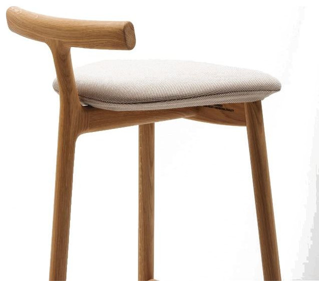 Nordic-Styled Bar High Stool Made of Solid Wood, H25.6" - Midcentury ...