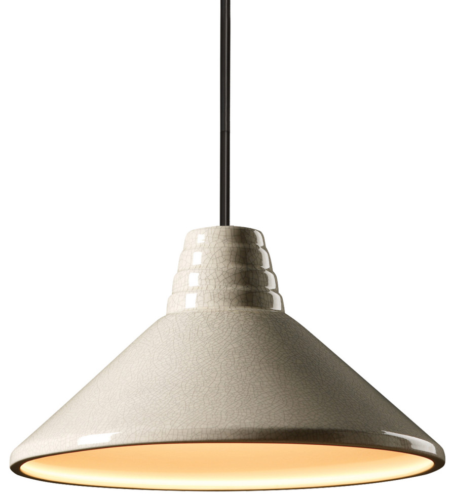 Radiance Ziggurat Pendant, White Crackle, Matte Black, Rigid Stem, E26 ...