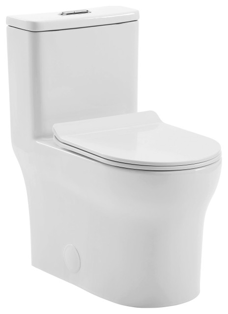 Burdon One-Piece Elongated Toilet Vortex Dual-Flush 1.1/1.6 gpf ...