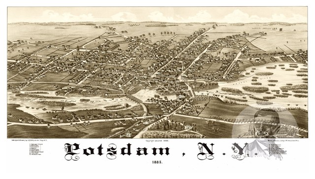 Historic Potsdam, NY Map 1885, Vintage New York Art Print Decor, 12"x18 ...