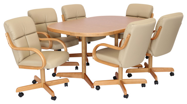 7-Piece 42x[42/60] Caster Dining Set Laminate Table Top & Desert Caster ...