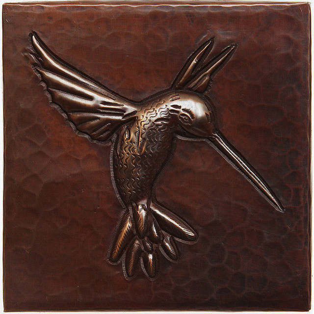 Hummingbird Design Copper Tile (TL212), 4x4 - Traditional - Wall And ...