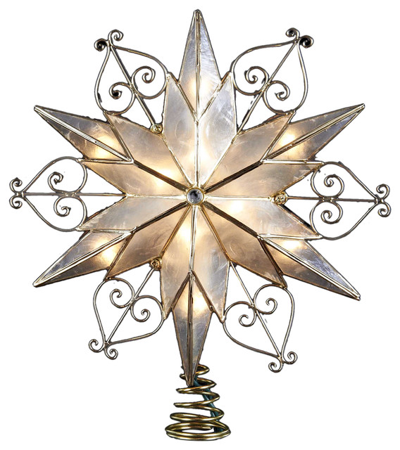 10-Light 6-Point Capiz Star Treetop With Scroll Design - Traditional ...