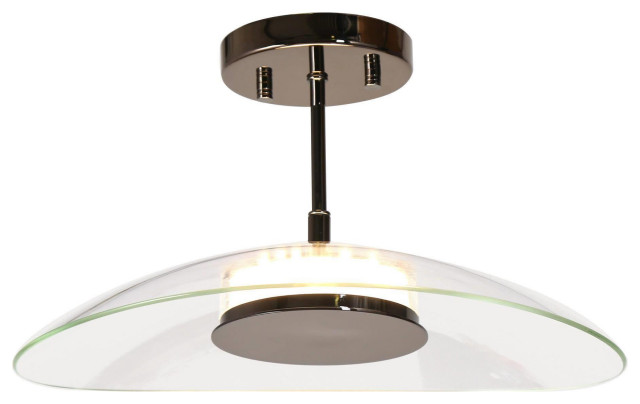 LNC Modern 1-Light Black Integrated LED Glass Semi-Flush Mount Light ...