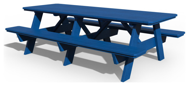 Poly Lumber Picnic Table with Attached Seats, 3' X 8' - Contemporary - Outdoor Dining Sets - by ...