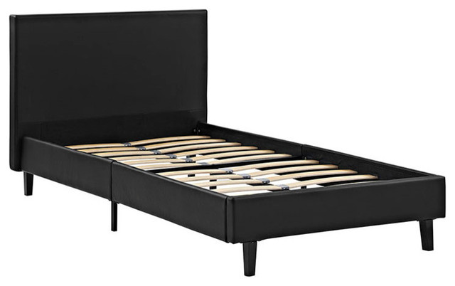 Anya Twin Vinyl Bed, 81"L x 45"W x 36.5"H - Transitional - Platform ...